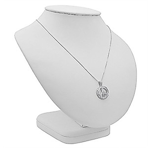 Diamond Peace Sign Pendant Necklace in Sterling Silver on an 18in Box Chain | Real Diamond Necklaces Gifts for Women