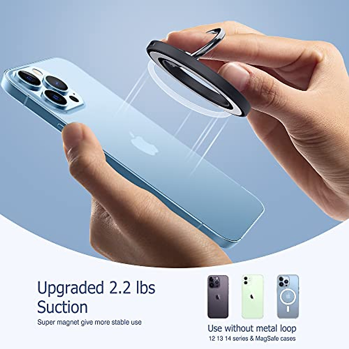 Magnetic Phone Ring Holder for MagSafe, CreaDream Magnetic Finger Phone Ring Grip Stand, Adjustable Kickstand, Compatible with iPhone 15 14 13 12, Pro, Pro Max, Plus, Mini, Black