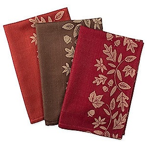 DII Fall Basics Collection Jacquard Dishtowel Set, 18x28, Harvest Vine 3 Piece