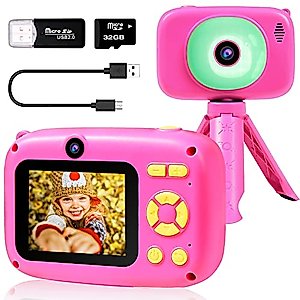 seanme Selfie Camera for Kids with 32GB Card, 40MP & 1080P HD Kids Digital Camera Toys for 3-8 Year olds, Birthday & Christmas Gifts for 3 4 5 6 7 8 9 10 Year Old Girls (Pink)