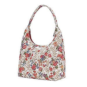 Signare Tapestry Hobo Shoulder bag slough purse for Women with Flower Meadow Design