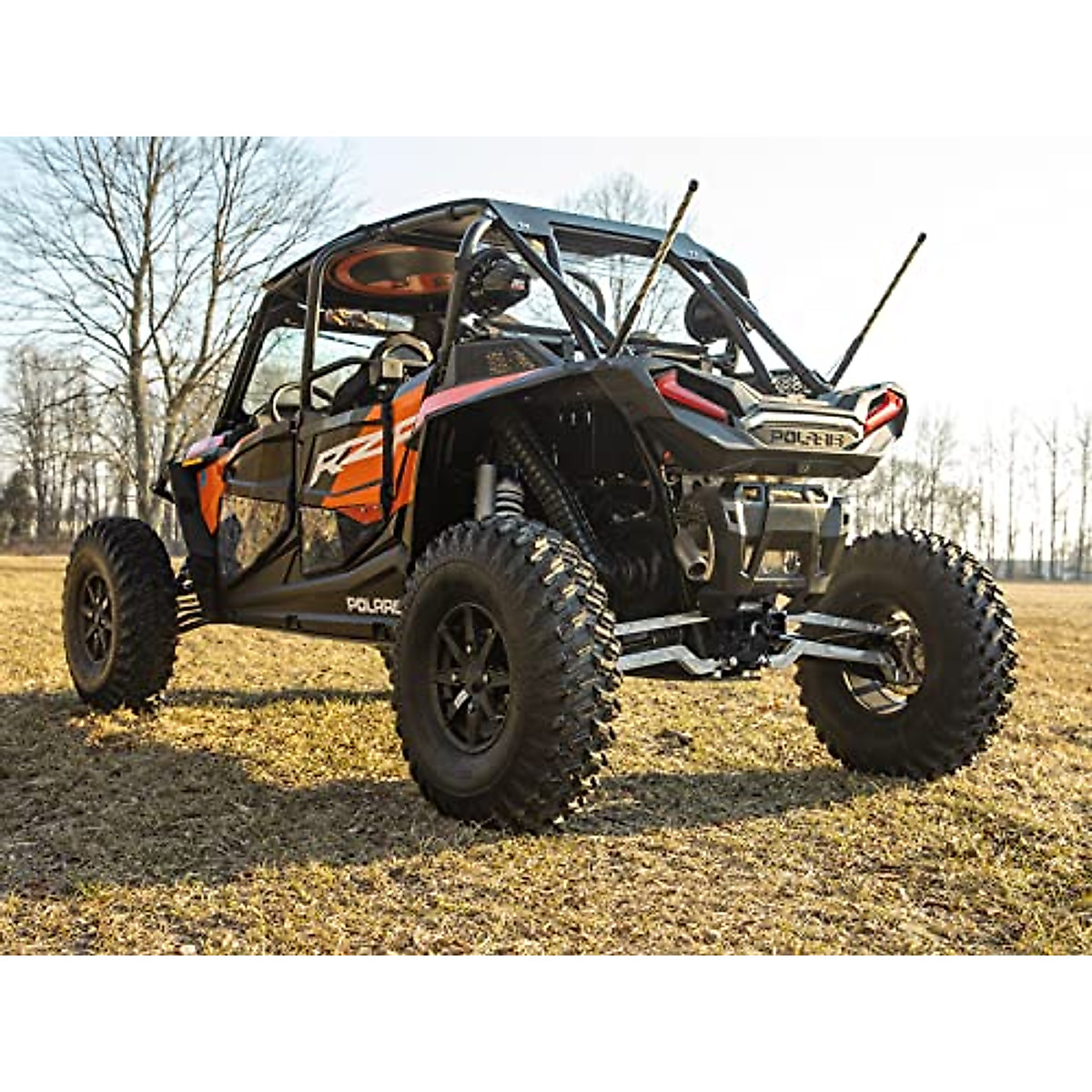 SuperATV Black Rear Receiver Hitch for 2018-2021 Polaris RZR XP Turbo S | 2019-2021 RZR XP 4 Turbo S | Fits Standard 2" Attachments | 3/16" Heavy-Duty Steel | Includes Cotter Pin and Hitch Pin