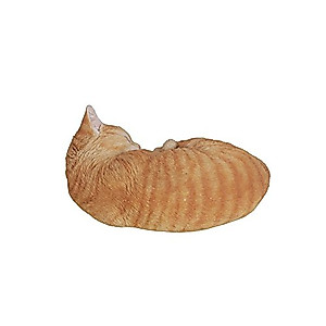 Hi-Line Gift Ltd Lying Cat Sleeping Tabby Statue, Orange