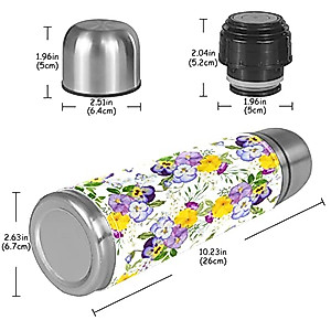 Stainless Steel Leather Vacuum Insulated Mug Flowers Thermos Water Bottle for Hot and Cold Drinks Kids Adults 16 Oz