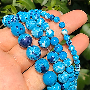 SASHUN YU Natural Stone Blue Colorful Rain Jaspers Stone Round Loose Beads Needlework for Jewelry Making DIY Bracelet 4/6/8/10/12mm 15Inch T309 (Item Diameter : 12mm 28-30pcs)