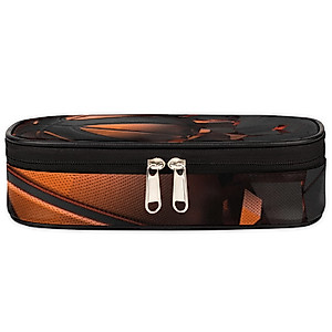 Pencil Case PU Leather Pencil Pouch Pencil Bags Soccer Pencil Organizer with Zipper, Adults Pencil Boxes Makeup Bag Ball Net Pencil Storage Bag for Office School