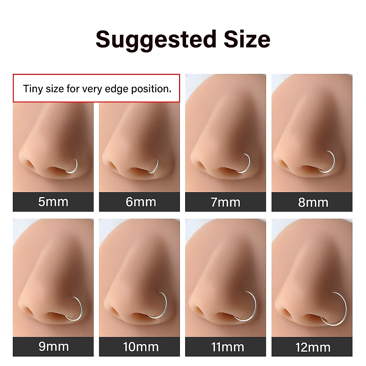 Thin Nose Rings Hoops for Women/Men,Tiny Small Silver Nose Rings 22g for Nose Piercings (1pc - 22 gauge - 7mm,925 Sterling Silver)