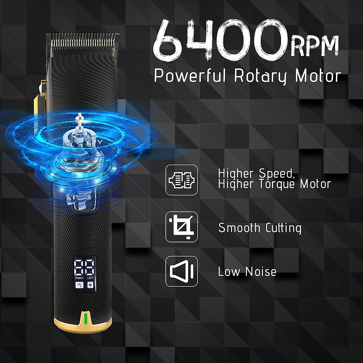 Hair Clippers for Men, Beard Trimmer, Professional Barber Clippers with LCD Display, 6 Guide Combs, Dual Port Charging Clippers for Men Rechargeable Clippers for Hair Cutting