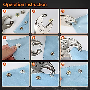 Sopnom Heavy Duty Snap Fastener Tool (3 Replaceable Dies), Adjustable Snap Buttons Kit Tool with Pucher, Includes 10 Sets 15mm Snaps for Boat Cover, Replacing Metal Snaps, Boat Covers, Canvas, Tarps