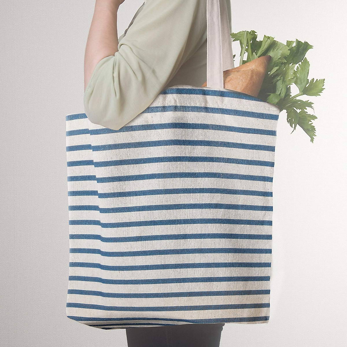 Weewooday 4 Pieces Reusable Tote Bags Canvas Tote Bags Canvas Reusable Shopping Bags Makeup Bags for Girls Women (Classic Style)