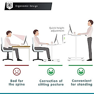 YESHOMY Height Adjustable Electric Standing Desk 40 inch Computer Table, Home Office Workstation, 40in, White Leg/White Top