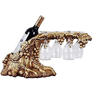 PIBM Stylish Simplicity Wine Racks Free Standing Grape Tree,Multifunctional Resin,Retro Home Furnishing Cup Frame Wine Bottle Holder,Home Decorations (50.5X18X23Cm)