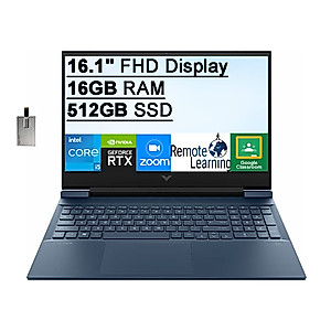 HP 2021 Victus 16.1" FHD Gaming Laptop, Intel Core i5-11400H (Beats i7-9750H), 16GB RAM, 512GB PCIe SSD, Backlit Keyboard, GeForce RTX3050 Graphics, HD Webcam, Win 11, Blue, 32GB USB Card