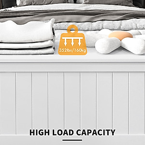 HOMCOM Storage Chest, Wooden Box with 2 Safety Hinges and Cut-out Handles, Modern Storage Trunk for Living Room, Entryway, 39.4" x 15.7" x 18.9", White