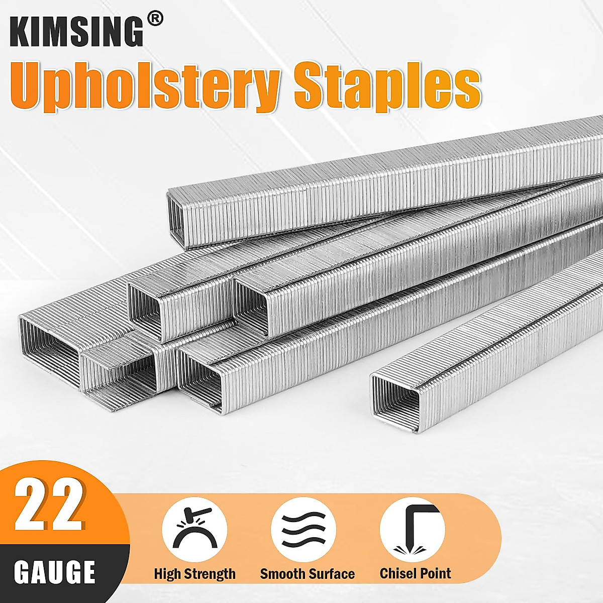 Kimsing 7106 22 Gauge 71 Series Galvanized Upholstery Staples, 3/8-inch Crown 1/4-inch Leg Length, Fasteners for Fine Wire Stapler (1 Box)