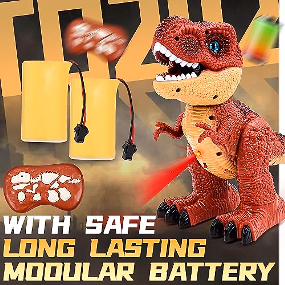 APOBATK T-rex Dinosaur Toys for Kids - Remote Control Dinosaur Toys W/Mist, Rechargeable Jurassic Tyrannosaurus Robot Toys，RC Dino with Lights & Sounds，Dinosaur Toy Gifts for Boys Toddler