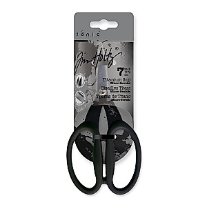 Tonic Studios Tim Holtz 817 Kushgrip Non Stick Micro Serrated Snips, 7" , Red