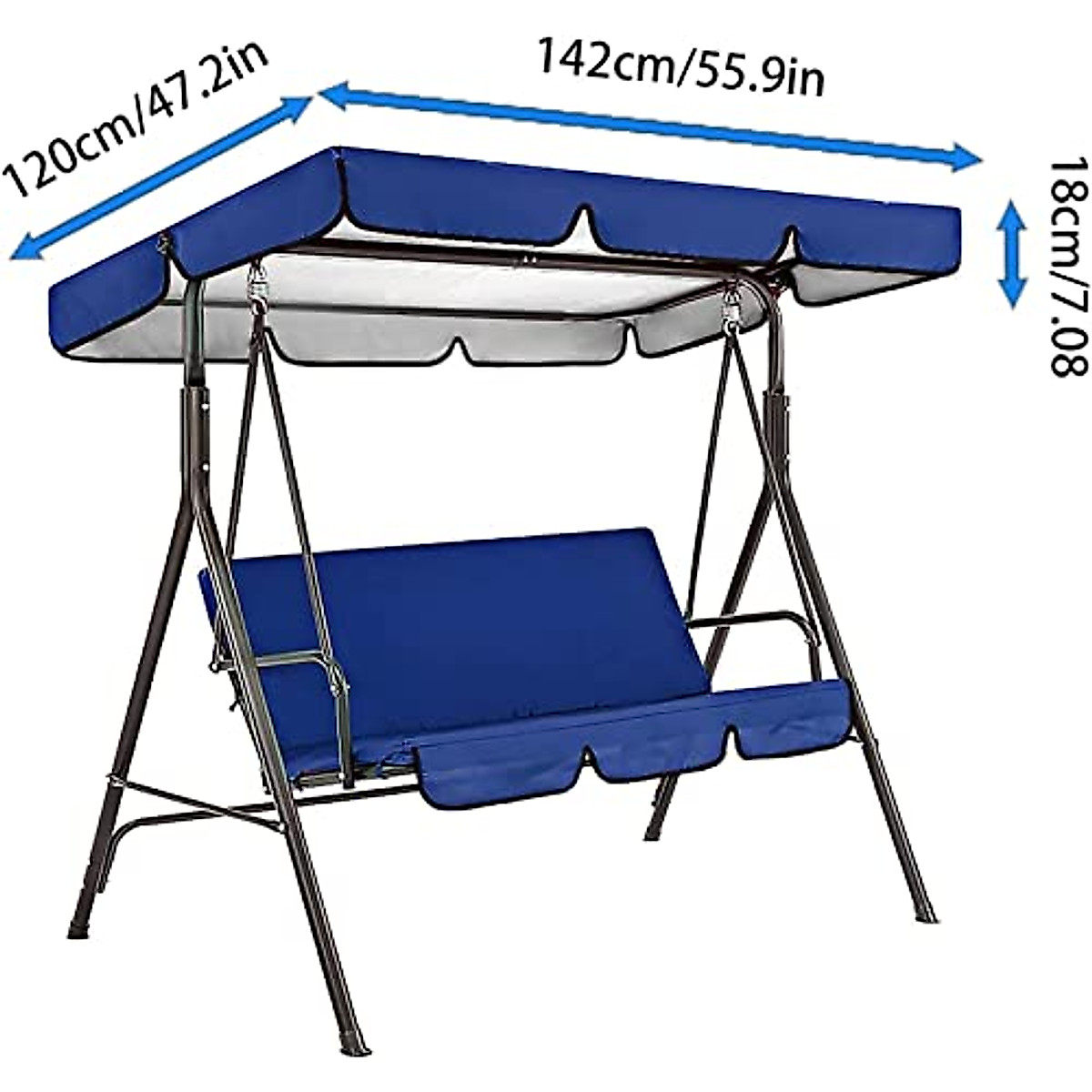 Patio Swing Canopy Waterproof Top Cover Set, Courtland Swing Replacement Awning Canopy Covers for Swing Chair Glider All Weather Protection Outdoor Garden Furniture(Dark Green, Three-seater76.77in)