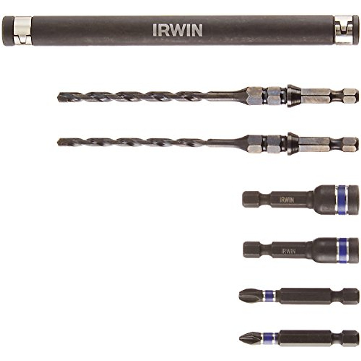 IRWIN Tools 1881080 Impact Performance Series Concrete Screw Drill-Drive Installation Set for 3/16-Inch and 1/4-Inch Screws, 7-Piece