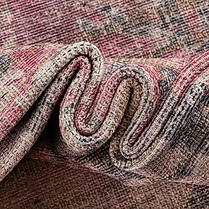 Rugs.com Nostalgia Washable Collection Rug – 2' 7 x 12' Runner Beige Pink Flatweave Perfect for Hallways, Entryways