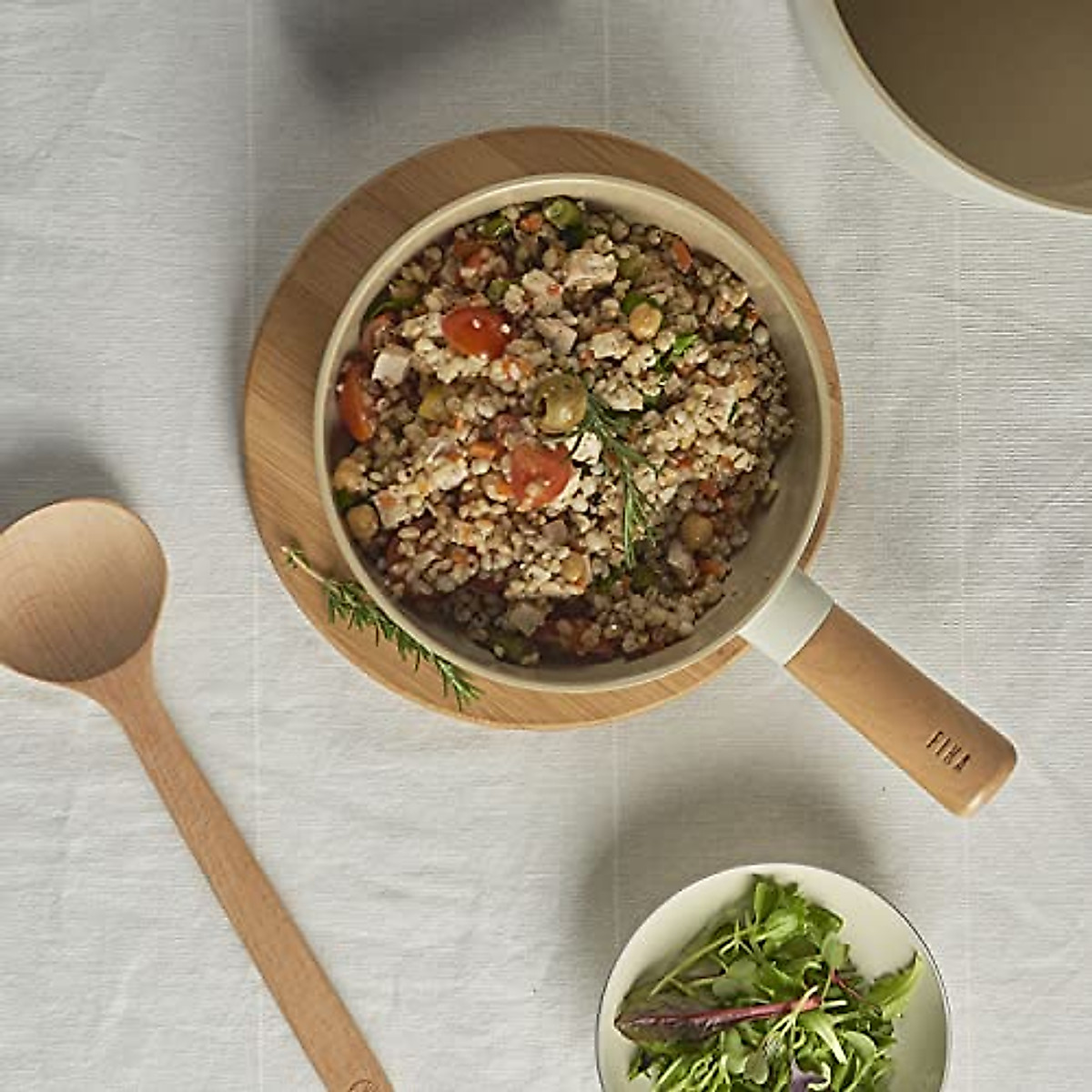 NEOFLAM FIKA 7" Mini Petit Wok for Stovetops and Induction | Wood Handle and Nonstick Ceramic Coating | Made in Korea (7" / 18cm)