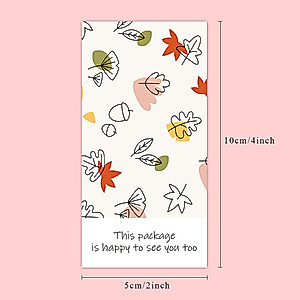 100PCS Box Seal Stickers, Rectangle Leaf Pattern Bag Package Labels, Decorative Baking Sealing Decals for Business Letter Envelope Seal Gift Packaging Customer Mailer Box Retail Bag (Leaf Sticker 2)