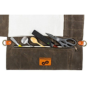 EVERPRIDE Canvas Knife Roll Bag Stores 10 Knives up to 19" PLUS Zipper for Kitchen Tools – Durable Knife Carrying Case for Professional Chefs and Culinary Students – Knives Not Included