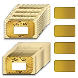 PLIGREAT 120 Pieces Gold Ticket Scratch Off Cards Stickers, Blank Gift Certificates Scratch Cards Scratch Off Tickets DIY Coupon Cards for Small Business, Holiday, Bridal Shower Activity, Party Supply