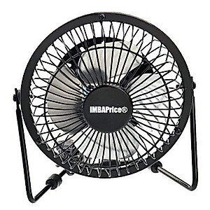 iMBAPrice (Pack of 2) 4" USB Mini Desktop Metal Fan with ON/Off Switch for PC/Laptop (Black)