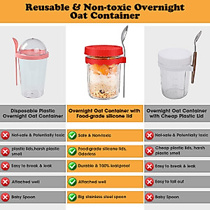 Oyrlize Overnight Oats Containers with Lids and Spoon,Companies,Work and Travel