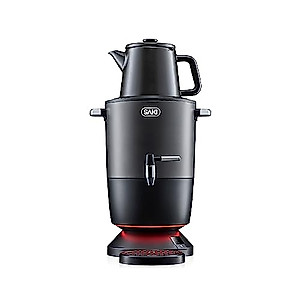 SAKI Chaiovar Electric Samovar - 4L Stainless Steel Electric Tea Maker, Temperature Display, Large Ceramic Teapot, Boil Dry & Auto Shut Off, Best for Persian, Russian, and Turkish Tea - Space Grey