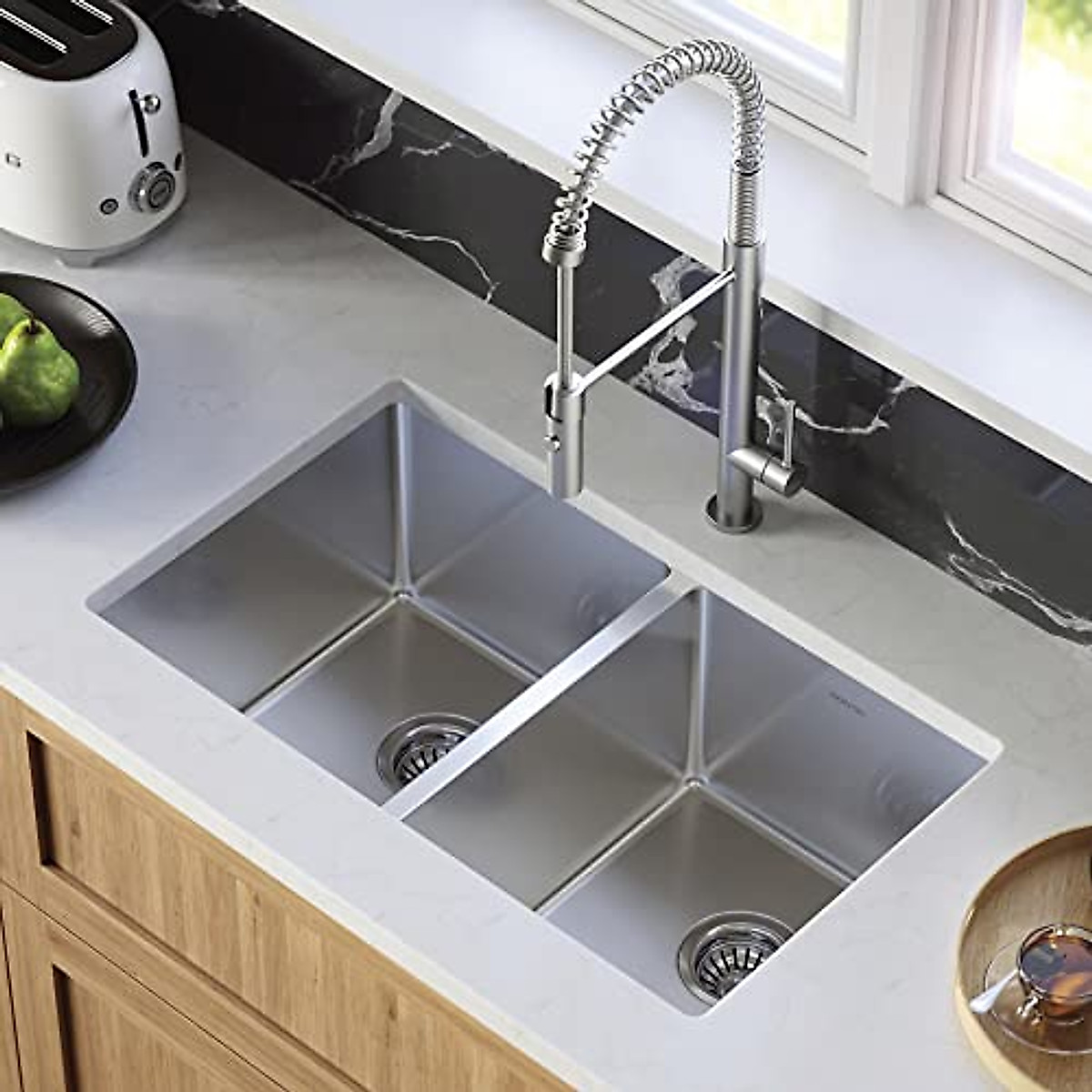 Karran 30" Undermount 16-Gauge Stainless Steel 50/50 Double Bowl Kitchen Sink Kit
