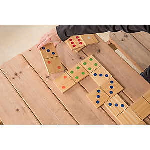 Triumph 28-Piece Wood Lawn Outdoor Large-Format Domino Set Includes Storage Carry Bag