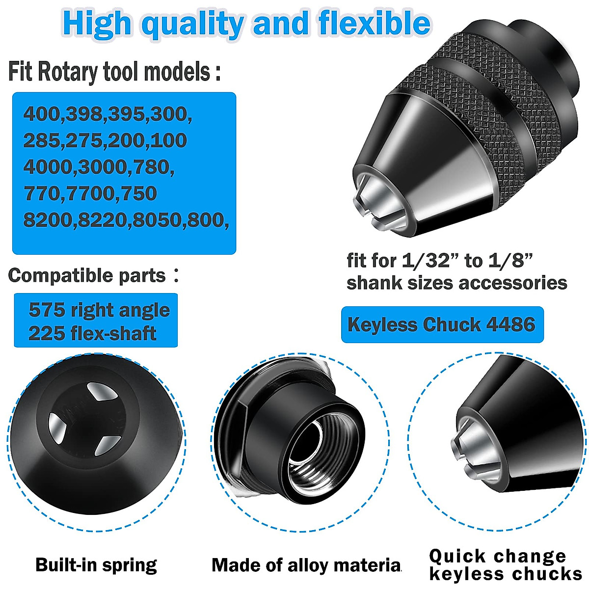 Keyless Chuck Keyless Drill Chuck for Dremel 4486 Model 395 3000 4000 4300 8220 3000 7300 Multipro