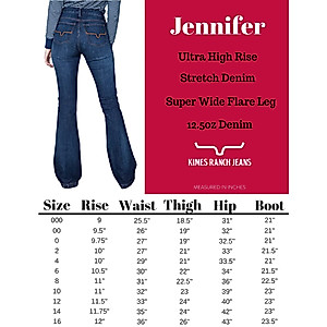 Kimes Ranch Women's Jennifer Ultra-High Rise Wide Flare Dark Wash Blue Jeans, 8-34