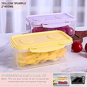 DOOBAANN Food Storage Containers with Ice Box,Fruit Containers Set with Lunch Bag,Perfect for Summer,Bpa Free. (YELLOW/PURPLE)