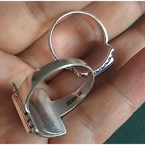 925 Sterling Silver Lucifer Morningstar Ring ~ White Cat's Eye & Black Onyx Turkish Ring (White Cat's Eye, 8)