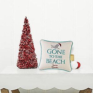 C&F Home Gone to The Beach Love Santa Coastal Holiday Embroidered Saying Cute Christmas Decor Decoration Accent Pillow 10 x 10 Multi