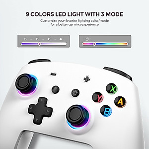 ECHTPower Switch Pro Controller, Wireless Switch Controllers with LED Light/Macro Buttons, Switch Turbo Controller with Dual Vibration/6 Axis Gyro, Pro Controllers for Switch/Lite/OLED