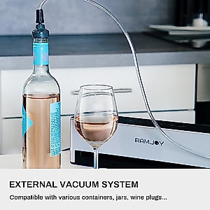 RAMJOY Vacuum Sealer, Automatic, Smart Dry/Moist Food Sealer Machine with 5 Adjustable Modes, Vacuum Sealer for Food Storage with 10 PCS Bags & Air Suction Hose, Silver