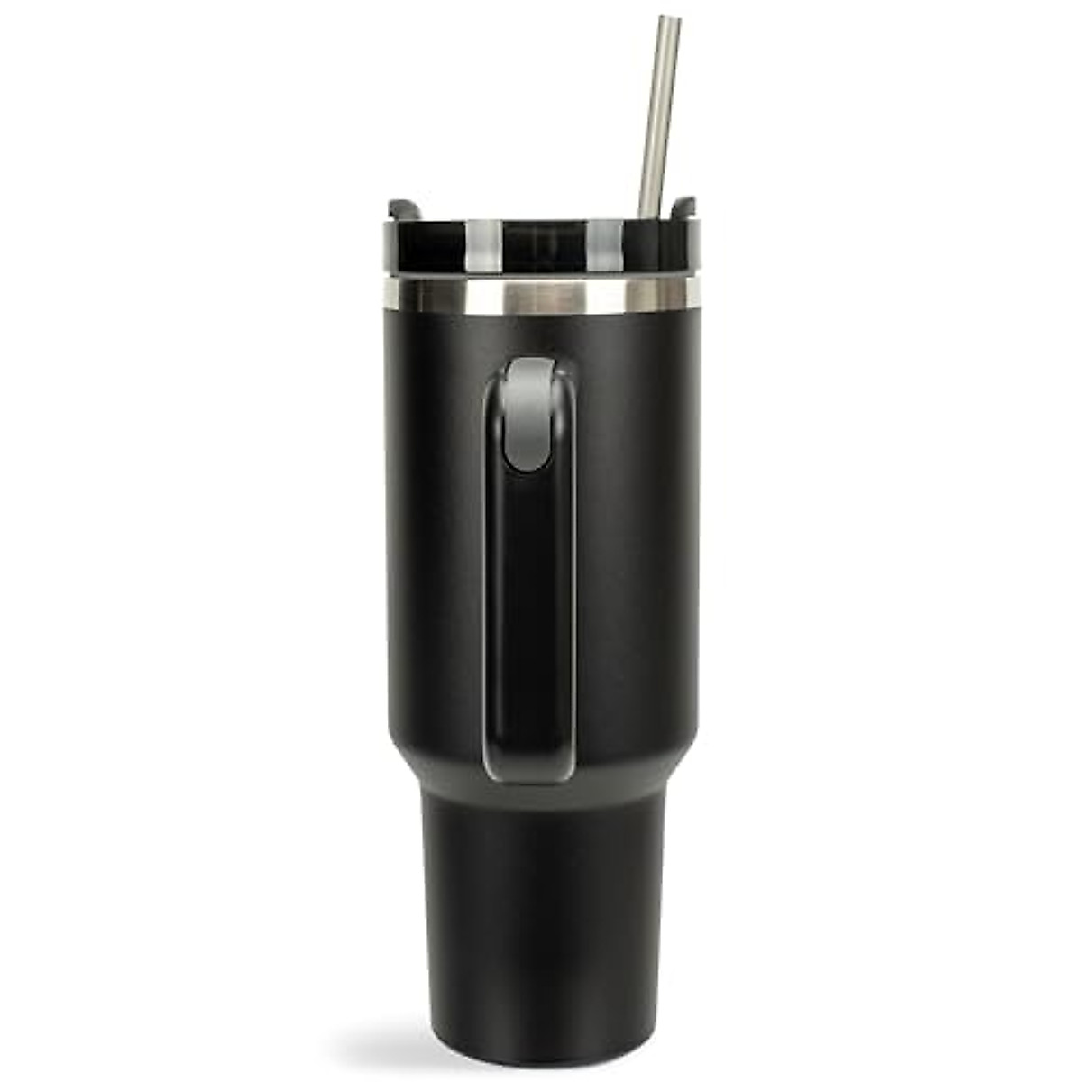 100 North | 40 oz Stainless Steel Double Wall Insulated Travel Tumbler With Handle, Straw, and Lid, World's Greatest Truck Driver Black