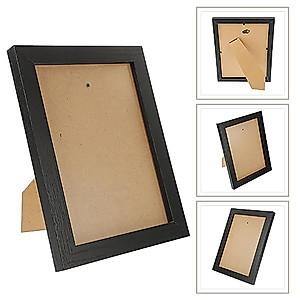 VOSAREA Home Decor Wood Picture Frame Natural Photo Frame 9x7 Inch Tabletop Wall Hanging Gifts for Prize Certificate Photo Display Prop Black Photo Frame