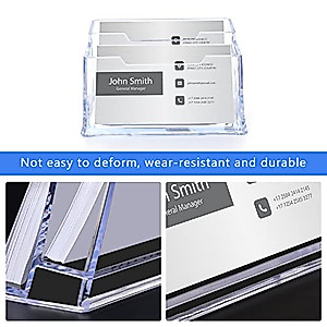 FYY Clear Business Card Holder for Desk,Acrylic Business Card Stand Business Card Holder Display with 2 Tier for Office-Clear