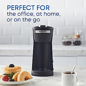 Elite Gourmet EHC208RS Personal Single-Serve Compact Capsule Coffee Maker Brewer, Compatible with K-Cups and Grounds, Reusable Filter, 16 Ounce, Black