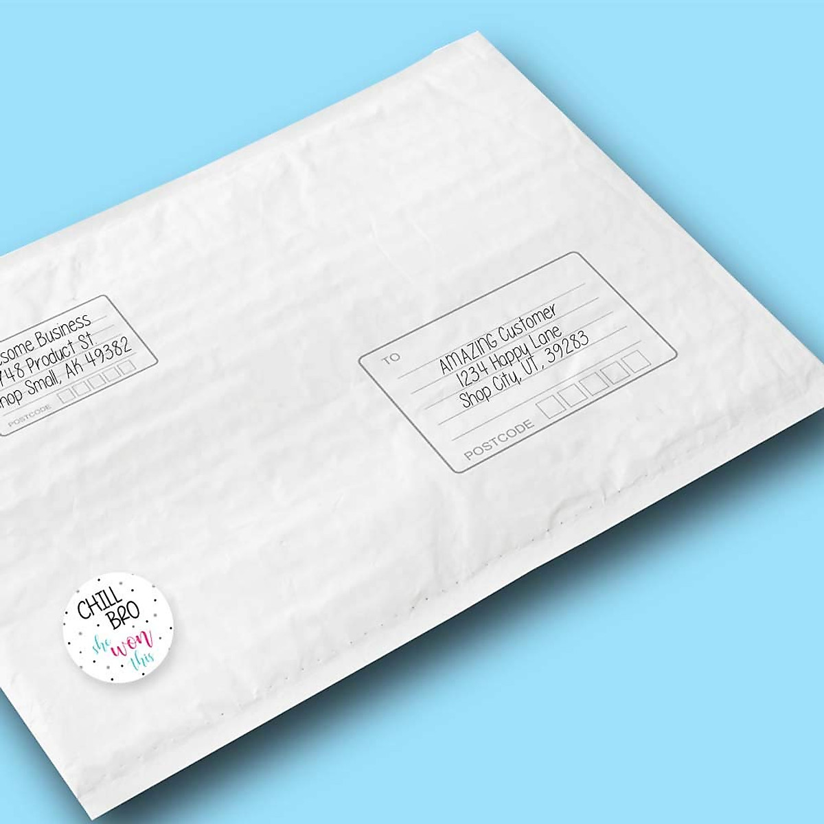 Funny Chill Bro, She Won This Thank You Customer Appreciation Sticker Labels for Small Businesses, 60 1.5" Circle Stickers by AmandaCreation, Great for Envelopes, Postcards, Direct Mail, & More!