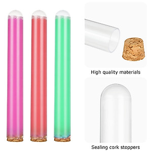 Oungy 60 PCS 20x150mm Plastic Test Tubes with Cork Stoppers 35ML Clear Bath Salt Tubes Gumball Candy Tubes Container Vials for Scientific Experiments Party Favors Decorate Candy Storage