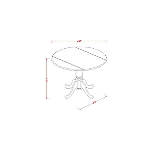 HomeStock Urban Oasis 3Pc Round 42" Dining Room Table with Two 9-Inch Drop Leaves and 2 Parson Chair with Mahogany Leg and Linen Fabric Coffee