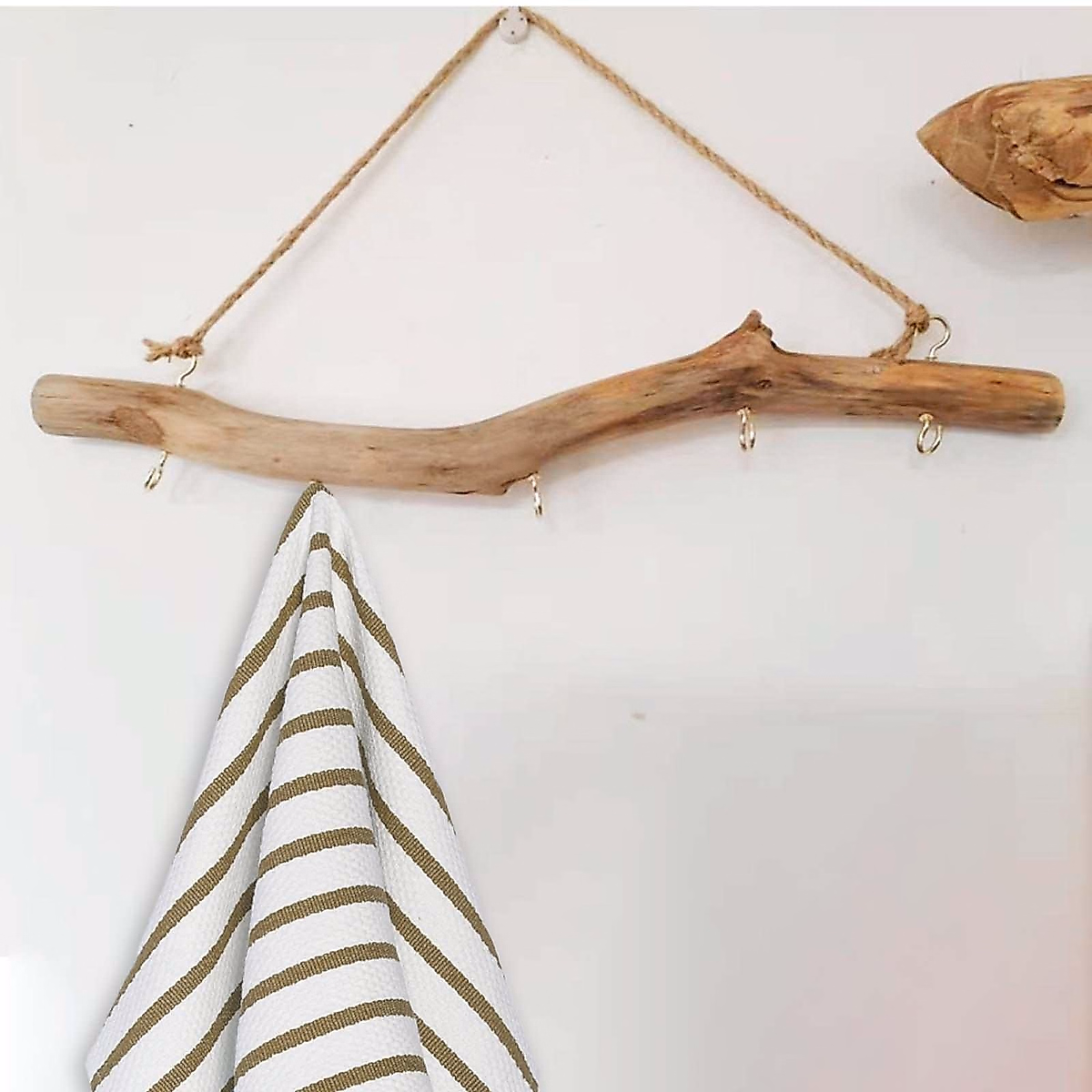 Gralara Wooden Hook Wall Mounted Driftwood Hook with Hooks Branch Hanger Rack for Small Item Key