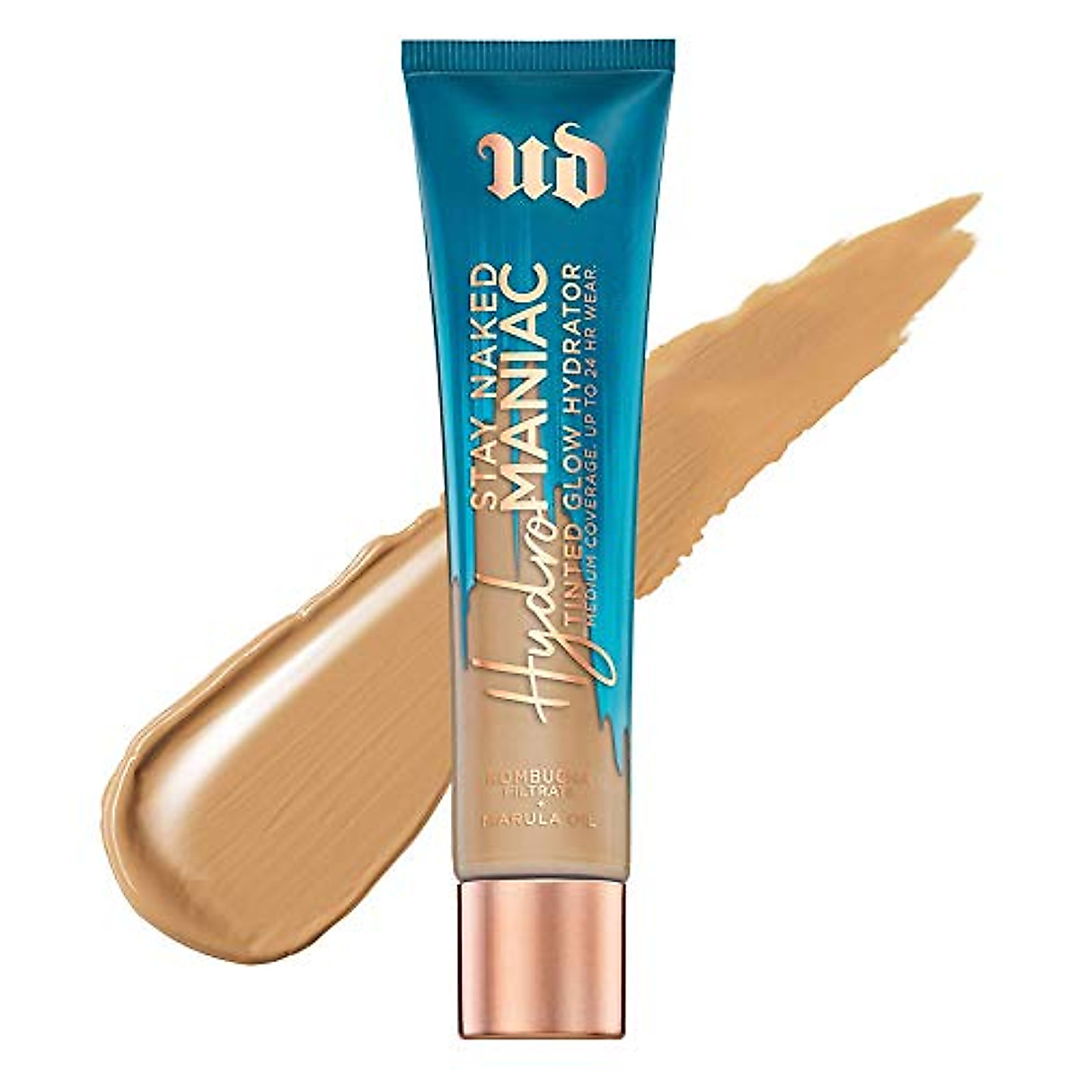 Urban Decay Hydromaniac Tinted Moisturizer - 24HR Hydrating & Glowy Medium Coverage Foundation - With Kombucha Filtrate + Marula Oil - Lightweight, Dewy Skin Finish – 50 Medium Warm, 1.1 Oz