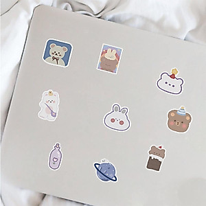 Cute Korean Bear Stickers for Hydroflasks 90pcs, Aesthetic Lovely Vinyl Decals for Water Bottles Laptop Journal Scrapbook Phone Skateboard Luggage Guitar
